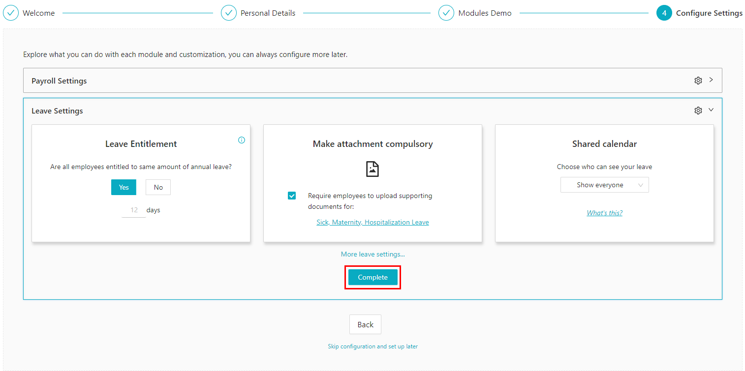 First time setup guide on Kakitangan.com