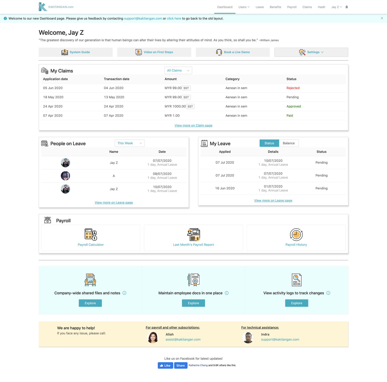 First time setup guide on Kakitangan.com