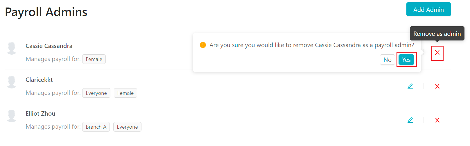 Payroll admin permission access by group